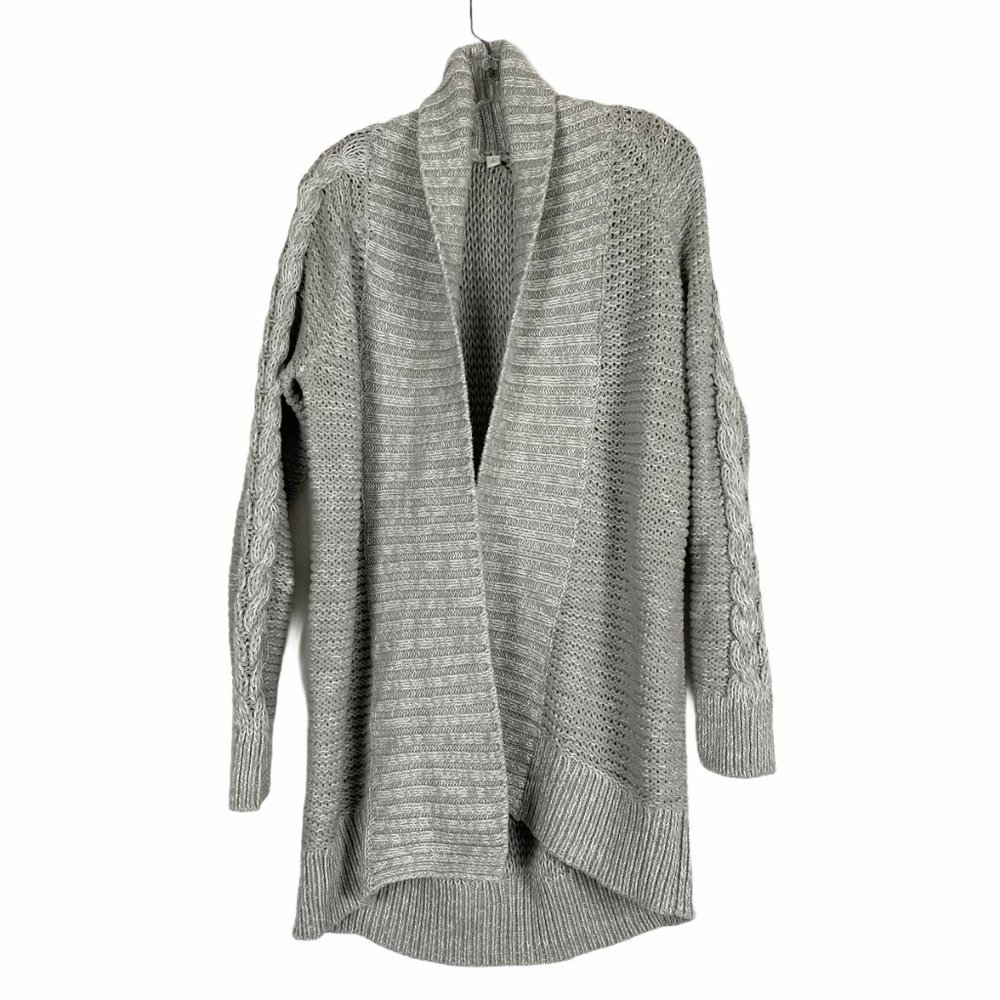 Gap Heavy Cable Knit Chunky Gray Cardigan Sweater - Gem
